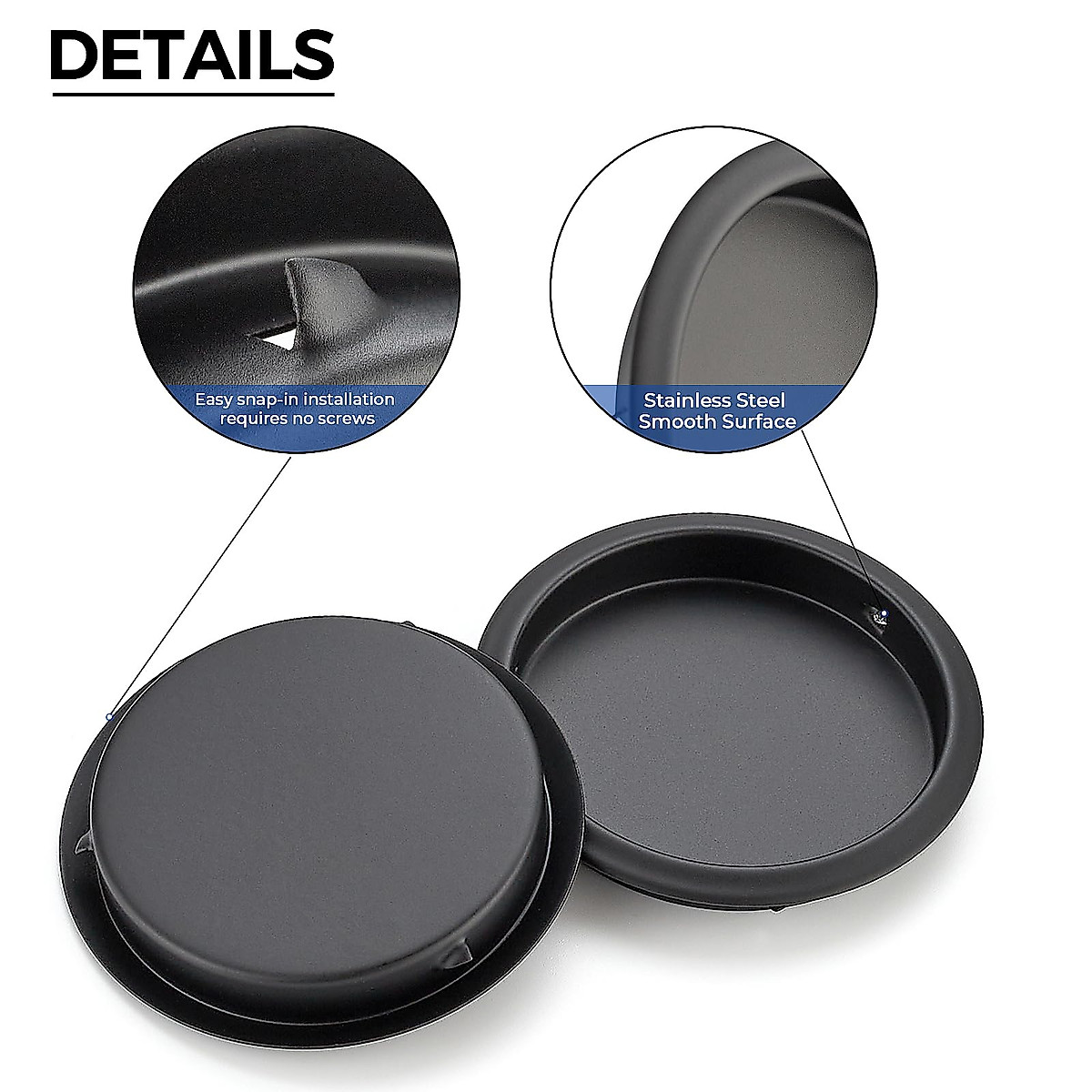 Ravinte 4 Pack Closet Door Finger Pull 2-1/8", Sliding Closet Door Hardware Easy Snap-in Installation, No Nails Needed