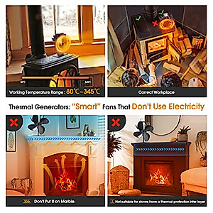 dskaoo Wood Stove Fan Heat Powered Non Electric, 4 Blades Fireplace Fan Save Energy, Efficient Heat Distribution, Quiet Wood Burning Stove Fan Thermal Fan for Buddy Heater/Gas Stove