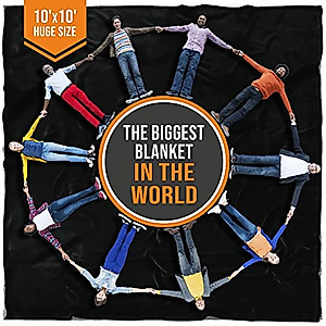 Big Oversized Blanket, 10' x 10' (120'' x 120'') Large Blanket for Families, Extra Soft, Lightweight, Plush Giant Blanket for All Seasons, XL Oversize Fleece Throw, Worlds Biggest Blanket (Black)