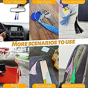 TORMEN 25 Pcs Bookmark Tassels, 5 inch Handmade Silky Soft Tassels with Cord Loops for Keychain Jewelry Making, Graduation, Sewing, DIY Craft (Blue