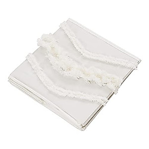 Sweet Jojo Designs Ivory Boho Bohemian Foldable Fabric Storage Cube Bins Boxes Organizer Toys Kids Baby Childrens - Set of 2 - Neutral Off White Farmhouse Chic Unisex Minimalist Fringe Macrame