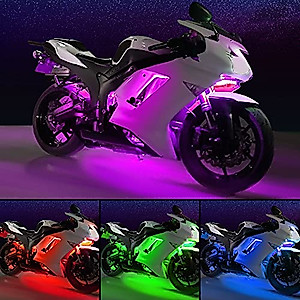 12PCS Motorcycle LED Underglow Kit, icicar Motorcycle Lights App Control Music Sync LED Motorcycle Lights Brake Feature Waterproof Dual Remote Motorcycle Underglow LED Light Kit for UTV ATV Golf Cart