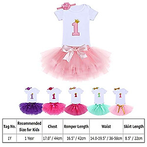 Baby Girl It's My 1st Birthday 3Pcs Outfits Skirt Set Romper+Tutu Dress+Headband Cake Smash Crown Bodysuit Clothes Jumpsuit #2 Coral One Size