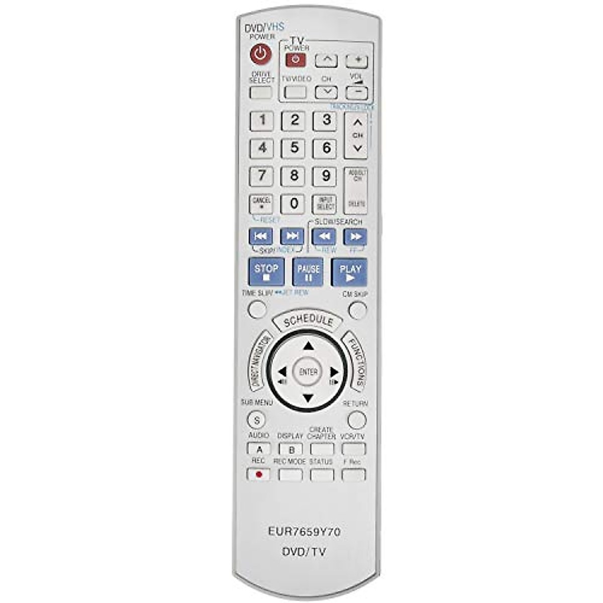 EUR7659Y70 Replace Remote Control fit for Panasonic DVD VCR Recorder DMR-ES45 DMR-ES46 DMR-ES35 DMR-ES45V DMR-ES35V DMR-ES36V DMR-ES45VS DMR-ES46V DMR-ES46VS DMRES45 DMRES46 DMRES35 DMRES45V DMRES35V
