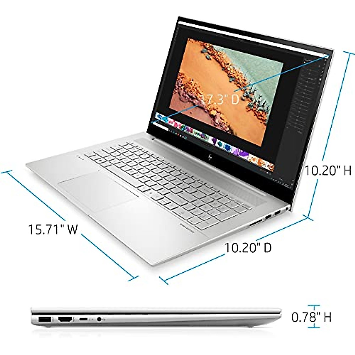 2022 HP Envy Laptop 17.3" FHD IPS Touchscreen 11th Intel i7-1165G7 Nvidia Geforce MX450 Graphics 32GB DDR4 1TB SSD WiFi 6 Fullsize Backlit Keyboard w/ Numpad and FP Reader Win 11 Pro w/32GB USB