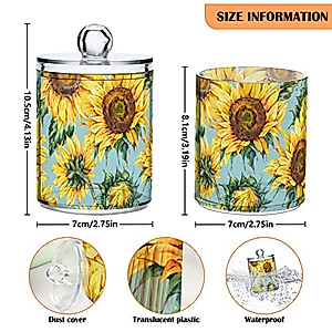 Sletend Sunflower Painting 4 Pack Plastic Qtips Holder Bathroom Container Storage Holder Vanity Canister Jar for Cotton Swabs,Bath Salts,Makeup Sponges,Hair Accessories