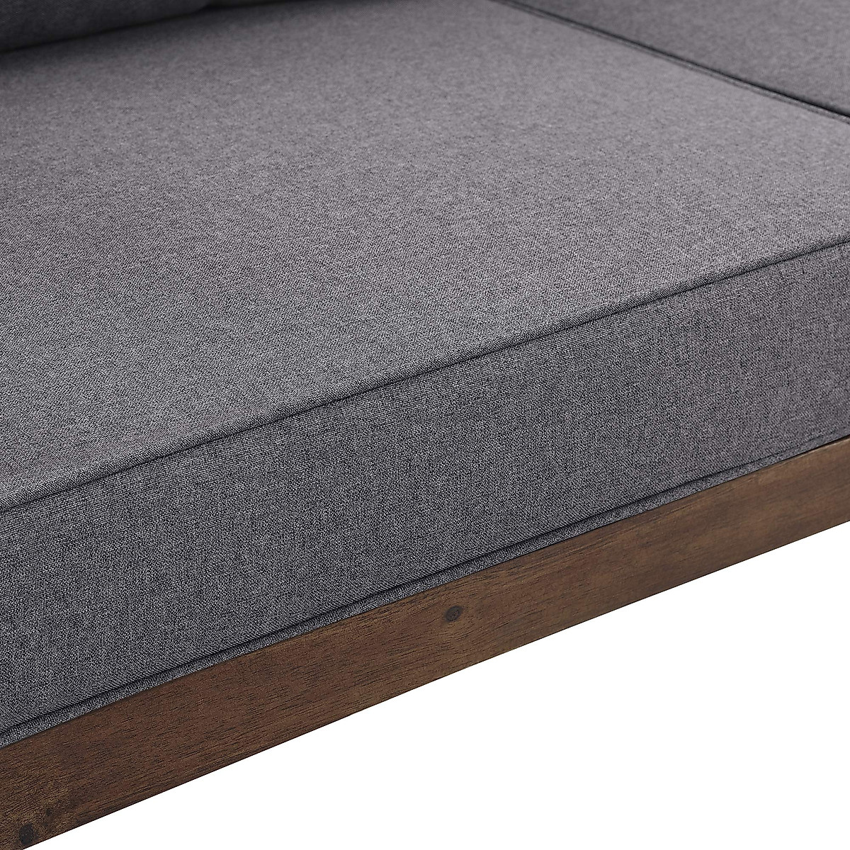 Walker Edison 2 Person Outdoor Patio Modern Wood and Metal Loveseat with Washable Cushions All Weather Backyard Conversation Garden Poolside Balcony, 48 Inch, Dark Brown and Grey