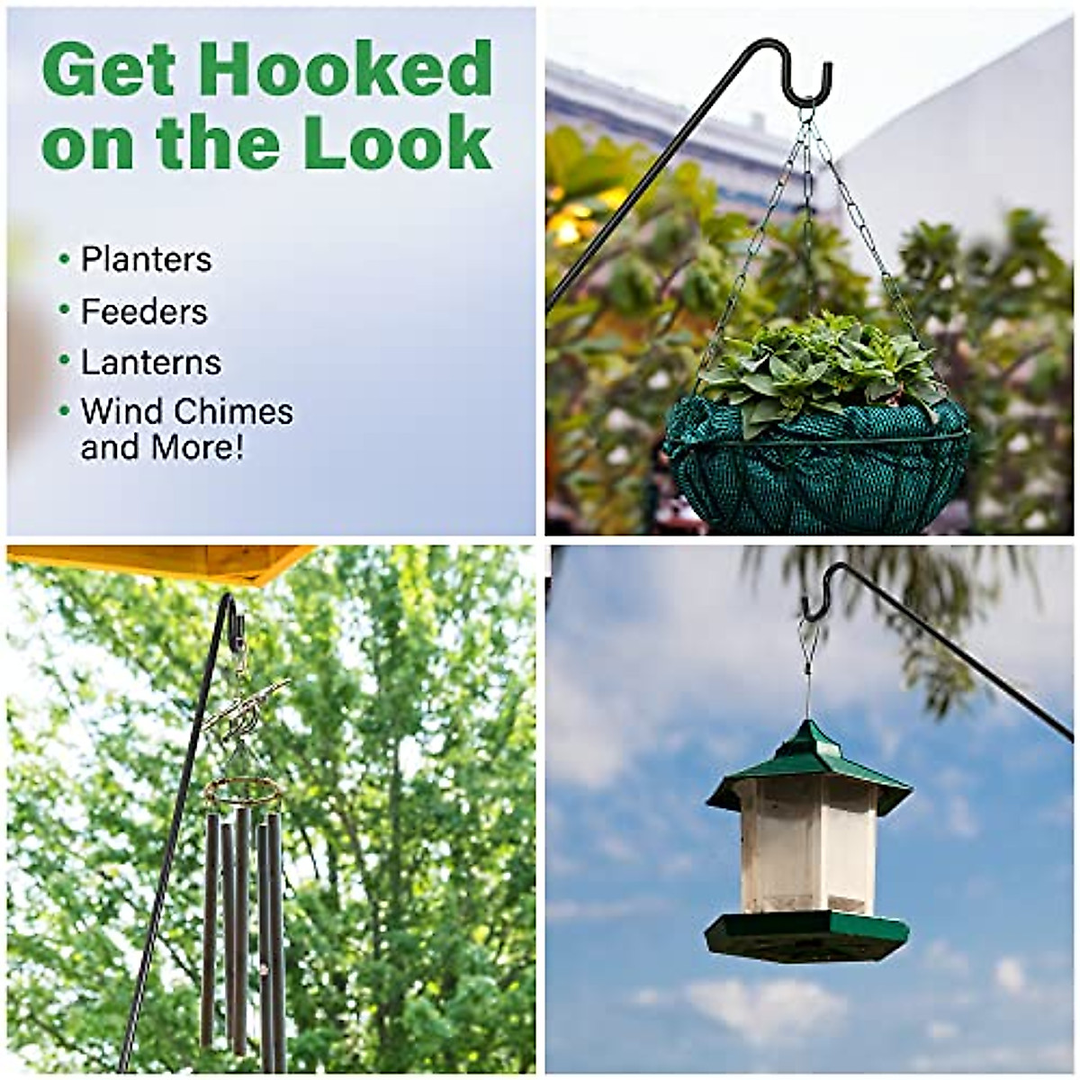 Ointo Garden Heavy Duty Deck Hook, Single Piece Solid Rod, Adjustable-360 Degree Rotary,Wall Hanging, for Bird Feeders, Planters, Suet Baskets, Lanterns, Wind Chimes, Potted Plants & More!