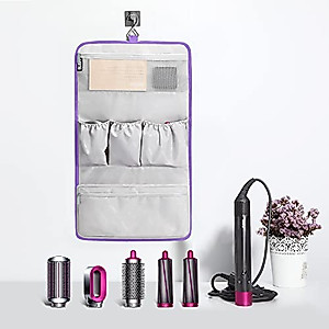 BUBM Travel Case Carrying Case Portable Storage Bag Roller Hanging Bag Organizer for Dyson Airwrap Styler,Shark Flexstyle Air Styling & Drying System,Purple