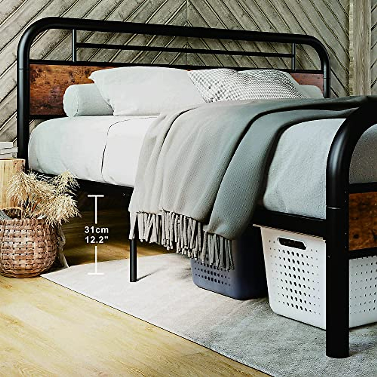 LIKIMIO Queen Bed Frame, Platform Bed Frame Queen with Headboard and Strong Support, Easy Assembly, Noise-Free, No Box Spring Needed