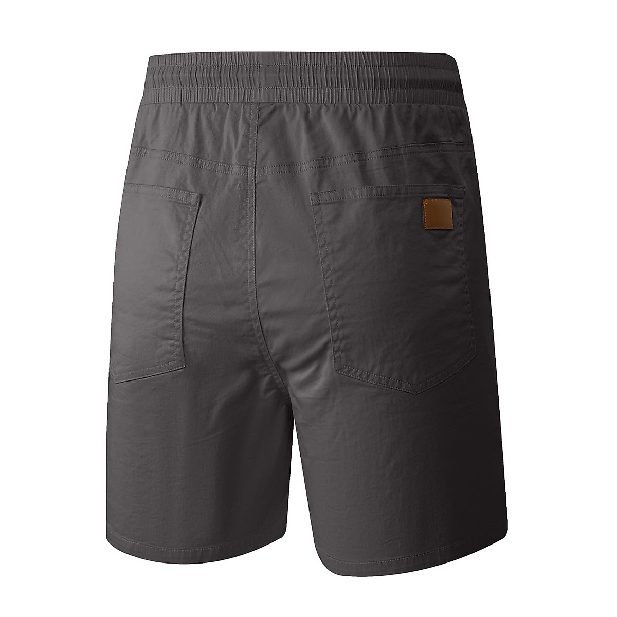 JMIERR Mens Casual Shorts - Cotton Linen Drawstring Summer Beach Stretch Twill Chino Golf Dress Shorts Shorts with Pockets Elastic Waist, 2XL, A1 Grey2