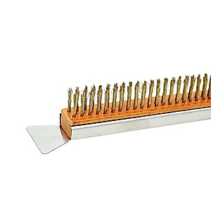 Mauncode 21 Inch Pizza Stone Brush with Scraper - Perfect Cleaning Tool for Outdoor Portable Pizza Oven, with Wood Handle & Brass Bristles
