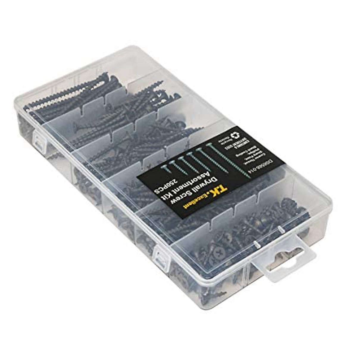 T.K.Excellent #6#8 Black Philips Bugle Head Wood Screws,Coarse Thread Sharp Point Drywall Screws Assortment Kit,250 PCS