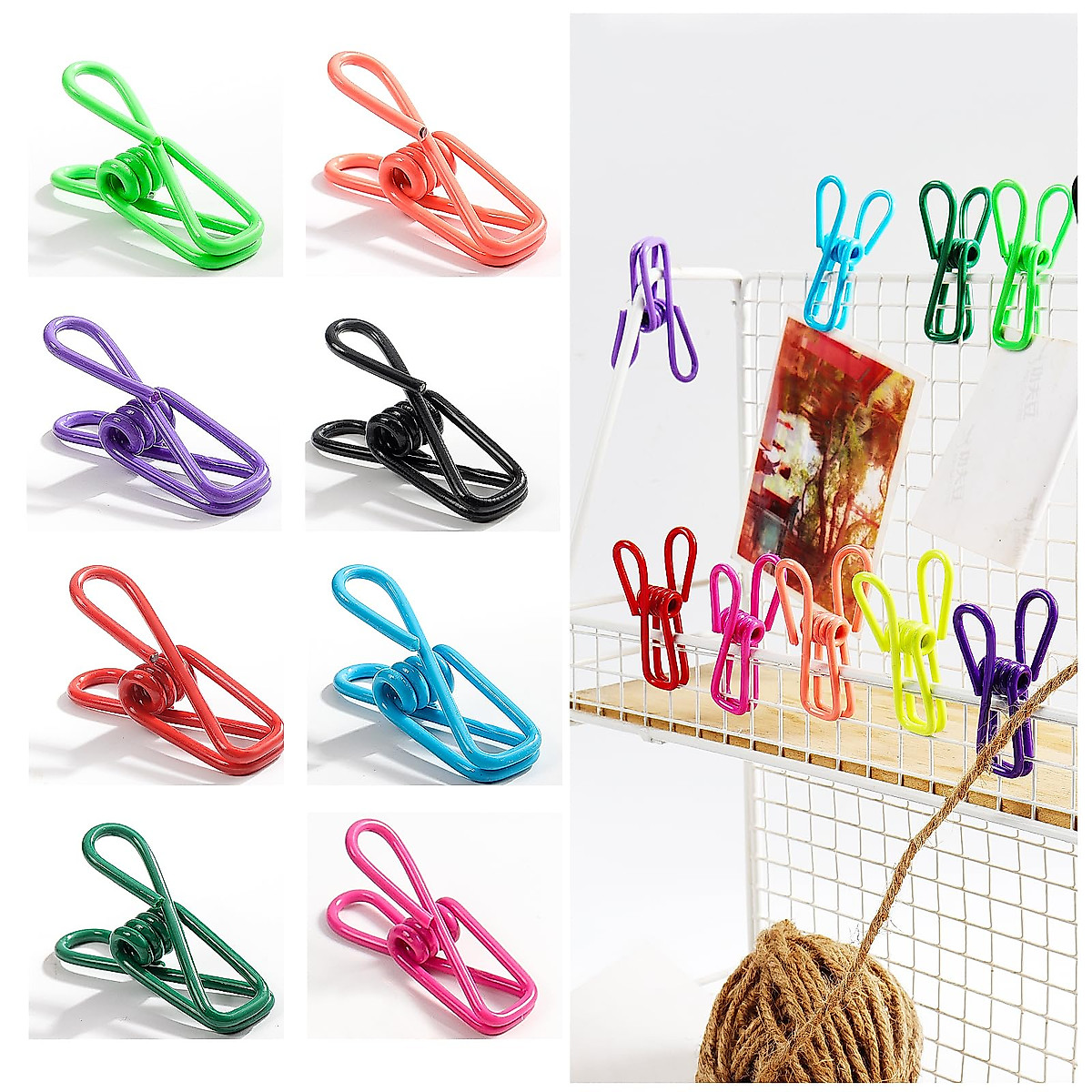 30 Pcs Chip Clips, Multi-Colored PVC Coated High Elastic Strength Clips for Food Package, Clothes Pins and Bag Clip,2 Inch