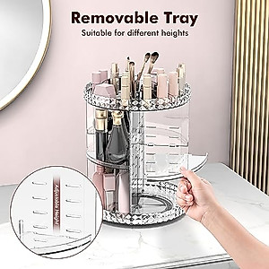 Rosoenvi Rotating Makeup Organizer, 360° Spinning Skincare Organizers, Adjustable Layer Cosmetic Storage Lazy Susan Makeup Organizers for Dresser Bathroom, Medium