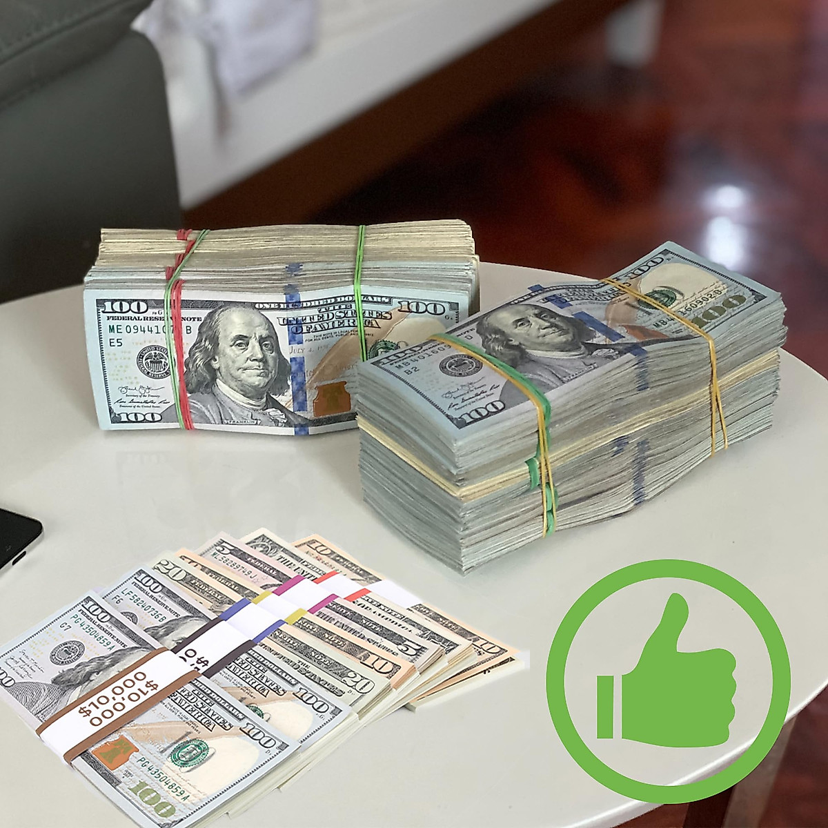 Money Bands for Cash 600-PCS Self Adhesive Wrappers for Bills, Currency Sleeves for Prop Money with One White Pen(50 of Each-600 Assorted)