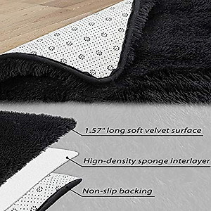 CAROMIO Shag Area Rug Modern Indoor Plush Fluffy Rugs, 8' x 10' Extra Soft and Comfy Shaggy Carpet Rugs for Bedroom Living Room Girls Kids Nursery Fluffy Area Rug, Black