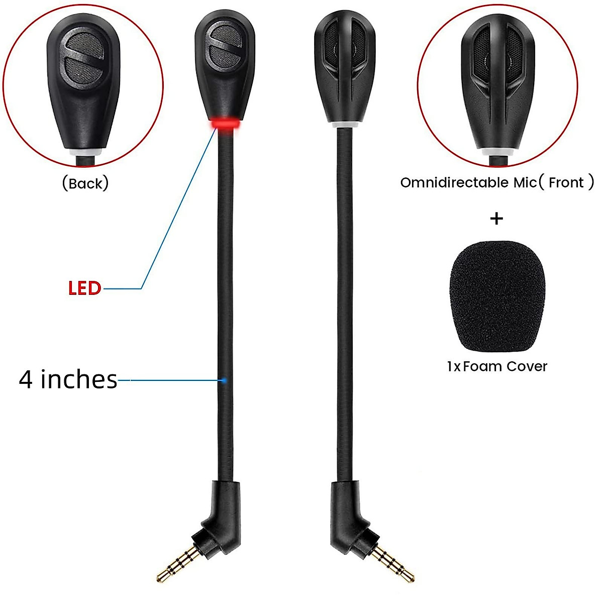 Cloud Flight MIC, Boom Microphone Replacement for Kingston Cloud HYPERX Cloud Flight and Flight S Gaming Headset on PS5, PS4, Xbox One, PC, Mac, Phone, Noise Cancelling