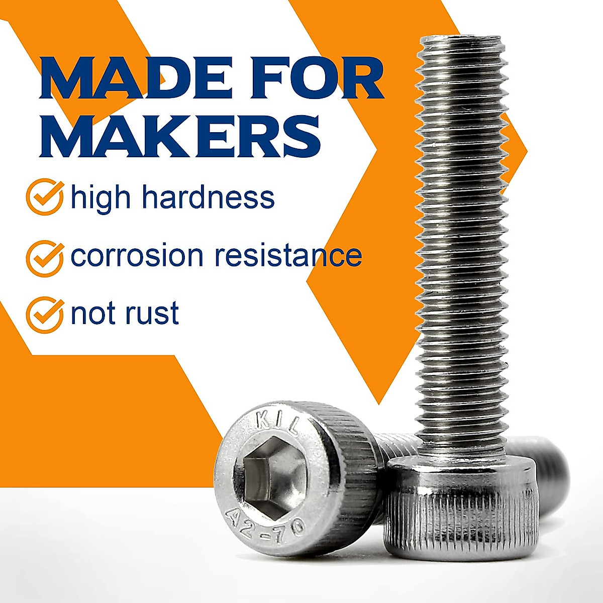 M6-1.0 x 65mm Socket Head Cap Screws Metric, Allen Socket Drive, 304 Stainless Steel (A2-70), Full Thread, Bright Finish, Machine Thread, Quantity 10