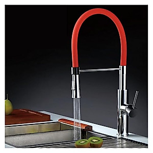 Colored Kitchen faucets White faucets Pull Down Hydraulic Kitchen faucets Mixer taps(Silvery)