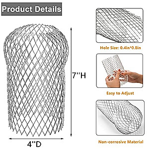 Lyellfe 12 Pack Gutter Strainer, 4 Inch Expandable Gutter Downspout Guards, Aluminum Mesh Gutter Filter Strainer, Stop Blockage Leaves Debris, Fits for 1.7"W - 4"W Holes