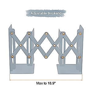 PATIKIL Adjustable Bookend, Extends up to 19 Inch, Expandable Desk Magazine File Organizer Holder for Office Book Storage, Gray