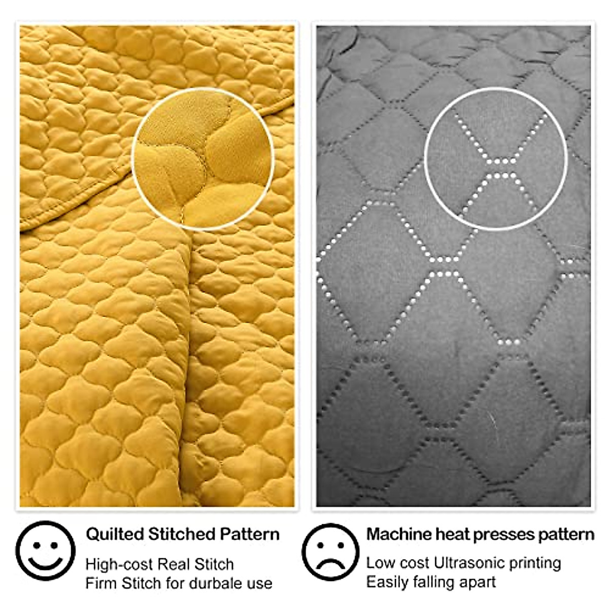 Yellow Quilt Queen Size, Lightweight Quilt for Summer Ultra-Soft Microfiber Modern Style Quilted Clouds Pattern Bedspread Quit Set 3 Pieces（(1 Quilt and 2 Pillow Shams)