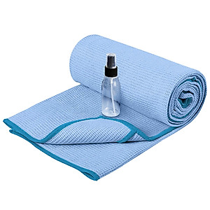 Heathyoga Hot Yoga Towel Non Slip, Microfiber Non Slip Yoga Mat Towel, Exclusive Corner Pockets Design, Dual-Grip, Sweat Absorbent, Perfect for Hot Yoga, Bikram, Pilates and Yoga Mats