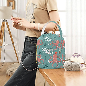 Joko Ivery Cartoon Octopus Crochet Bag Organizer for Crocheting Knitting Bag Yarn Storage Organizer with Front Compartments Knitting Tote Basket for Knitting Gifts Needles Crochet Hooks Accessories