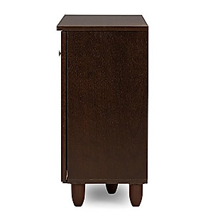 Baxton Studio Wholesale Interiors Winda Modern and Contemporary 3-Door Dark Brown Wooden Entryway Shoes Storage Cabinet