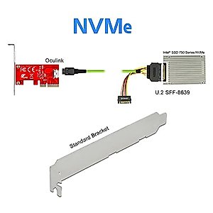 NFHK PCI-E 3.0 Express 4.0 x4 to Oculink Internal SFF-8612 SFF-8611 Host Adapter for PCIe SSD with Bracket