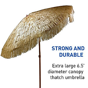 EasyGo 6.5' Thatch Patio Tiki Umbrella Tropical Palapa Raffia Tiki Hut Hawaiian Hula Beach Umbrella - BEST SELLING