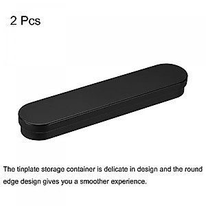 uxcell Metal Tin Box, 2pcs 6.89" x 1.5" x 0.79" Empty Tinplate Containers with Hinged Lids, Black, for Home Organizer, Candles, Gifts, Car Keys, Crafts Storage