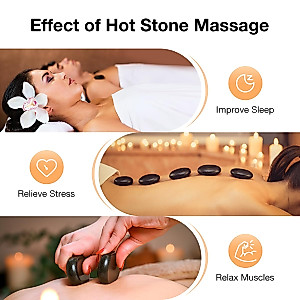 SLIMSTY Hot Stones Massage Set, 18 Pcs Basalt Hot Stones with Heater Kit, Massage Stones for Professional or Home spa, Relaxing, Healing, Pain Relief