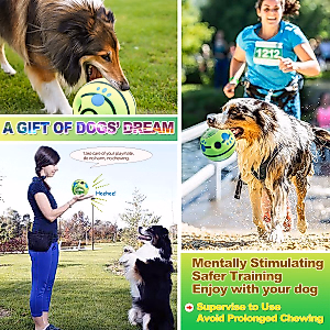 CREDIT 5 STAR Wobble Giggle Dog Treat Ball for Medium Large Dogs Interactive Dog Puzzle Toys Squeaky Ball Safe Gift for Dogs (Large, 5.5")
