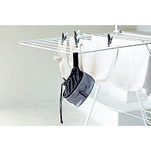 Brabantia Compact Clothespin Storage Bag with Hanging Loop & Closing Cord (Gray) Space Saving Organizer for Clothes Pins, Hangs on Clothesline or Drying Rack, Holds up to 75 Pins