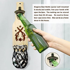 KingLive Bottle Opener - Funny Beer Bottle Opener with Wall Mounted Cap Catcher, Fun and Unique Gifts for Men, Dad, Father, Him, Perfect for Kitchen, Living Room, Bedroom, Outdoor, and Bar Decor