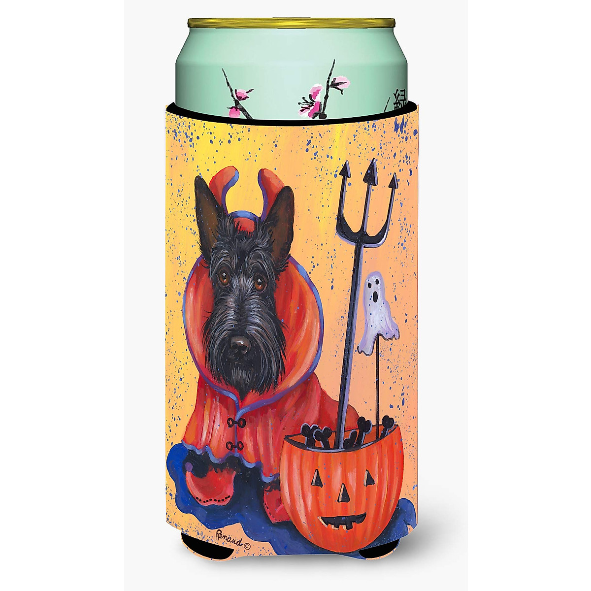Caroline's Treasures PPP3171TBC Scottie Boo Hoo Halloween Tall Boy Hugger Can Cooler Sleeve Hugger Machine Washable Drink Sleeve Hugger Collapsible Insulator Beverage Insulated Holder