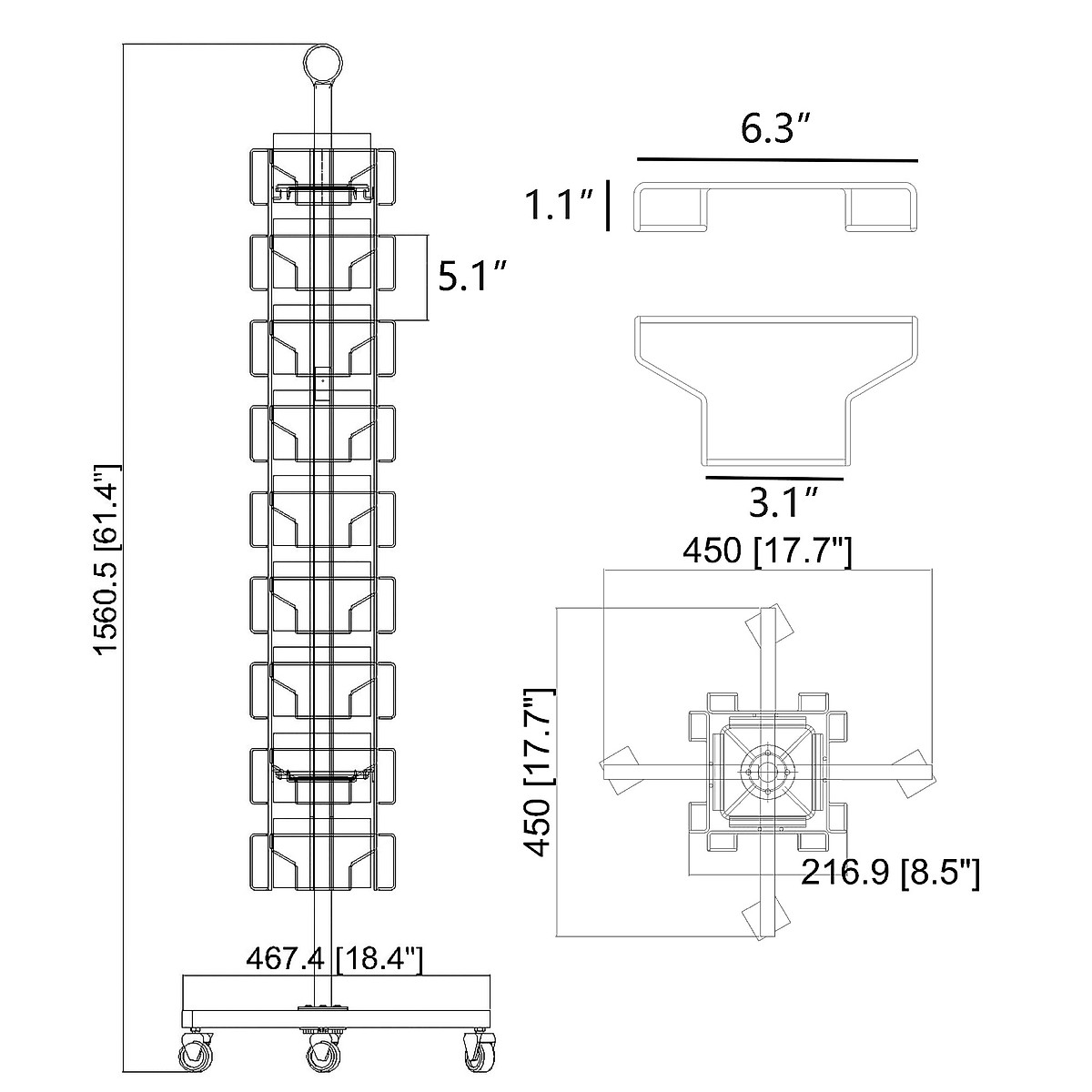 FixtureDisplays® Fits 6x4 inches Horizontal Landscape Greeting Card Display Spinning Greeting Holiday Card Rack Floor, 36 Pockets, White 21123