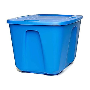 HOMZ 18 Gallon Medium Standard Stackable Plastic Storage Container Bin with Secure Snap Lid for Home Organization, Blue, 4 Pack