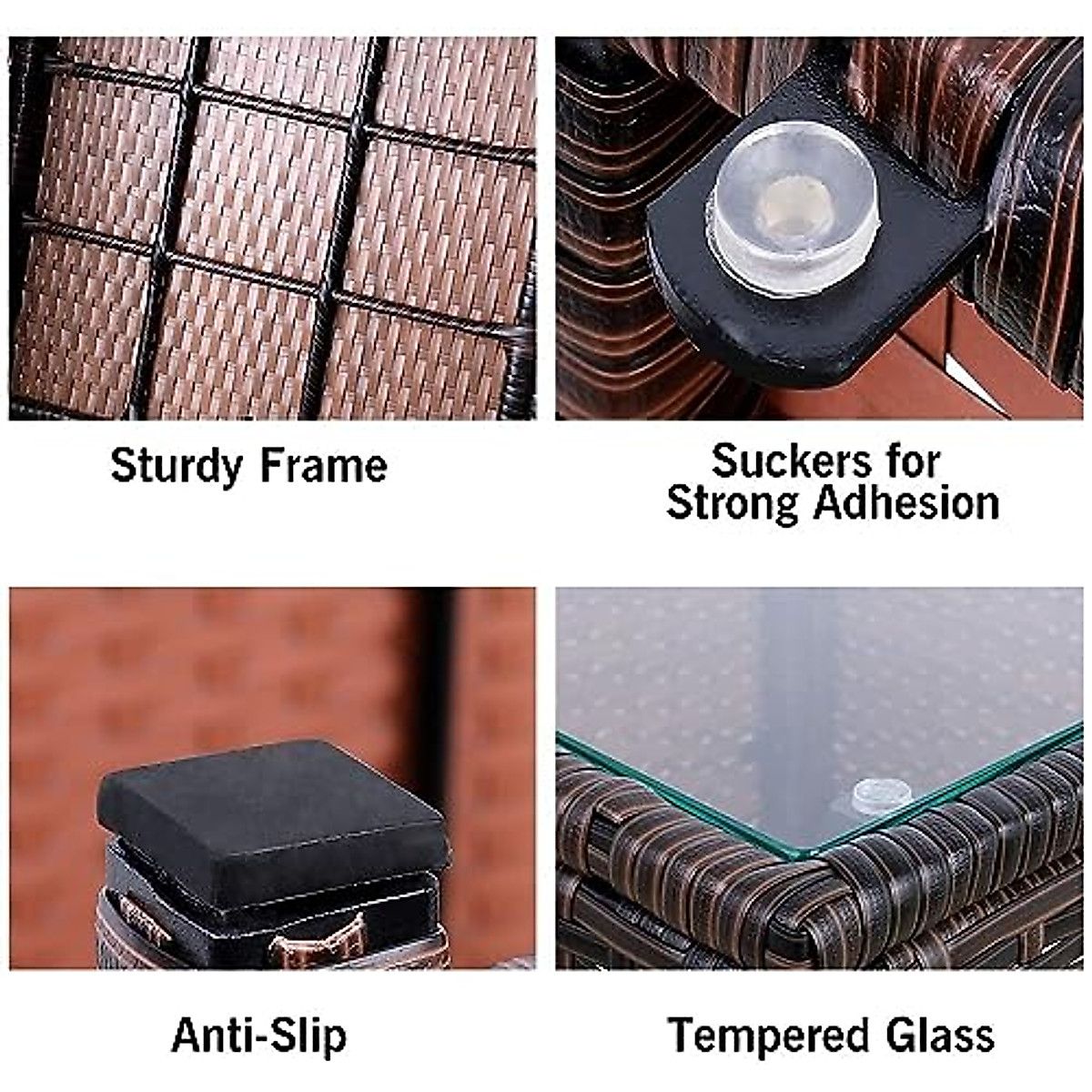 3pcs Patio Furniture Bistro Set PE Rattan Wicker Chairs with Coffee Table Set, Brown