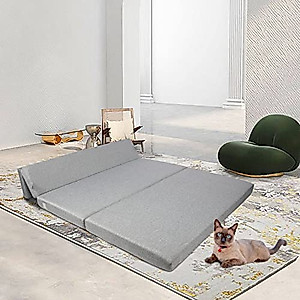 REDCAMP Memory Foam Folding Mattress, 4 Inch Queen Portable Mattress Pad Sofa Bed with Washable Cover for Guest, Camping, Bedroom