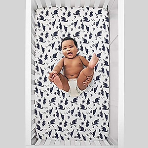 Carter's Dino Adventure Gray and Blue 3 Piece Crib Bedding Set - Comforter, Fitted Crib Sheet, and Crib Skirt