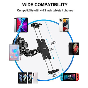 woleyi Car Tablet Holder Windshield - [95mm Strongest Suction Cup] Window Dashboard Car Tablet Mount for Trucks/Vehicles with 1/4'' Screw Tip, for 4.7-13" iPad Pro Air Mini, Galaxy Tab, iPhone, Camera