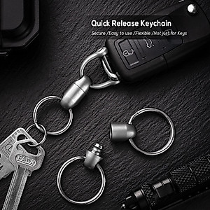 TISUR Swivel Keychain Clip, Titanium Detachable Pull Apart Key Chain, Key Ring Organizer Keychain For Men Women (1PC Swivel+D ring +key ring)