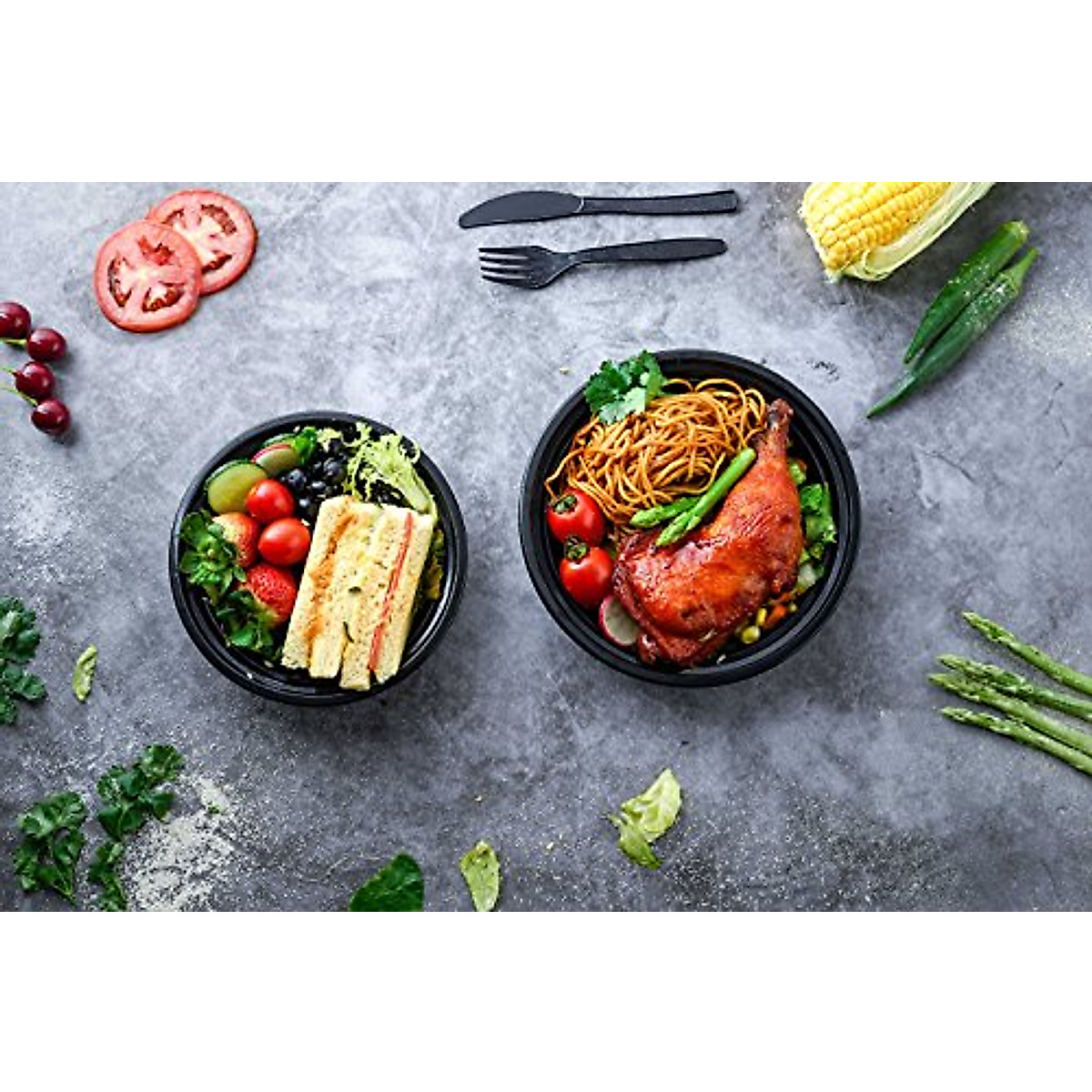 Glotoch Meal Prep Container, 50 Pack 24 OZ To Go Containers，Round Plastic Food Storage Containers Set with Lids - Microwave, Freezer & Dishwasher Safe，Eco-Friendly, BPA-Free, Durable & Stackable