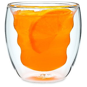 Curva Artisan Series Double Wall Beverage Glasses and Tumblers – Set of 4 Unique 8 oz Thermo Insulated Drinking Glasses