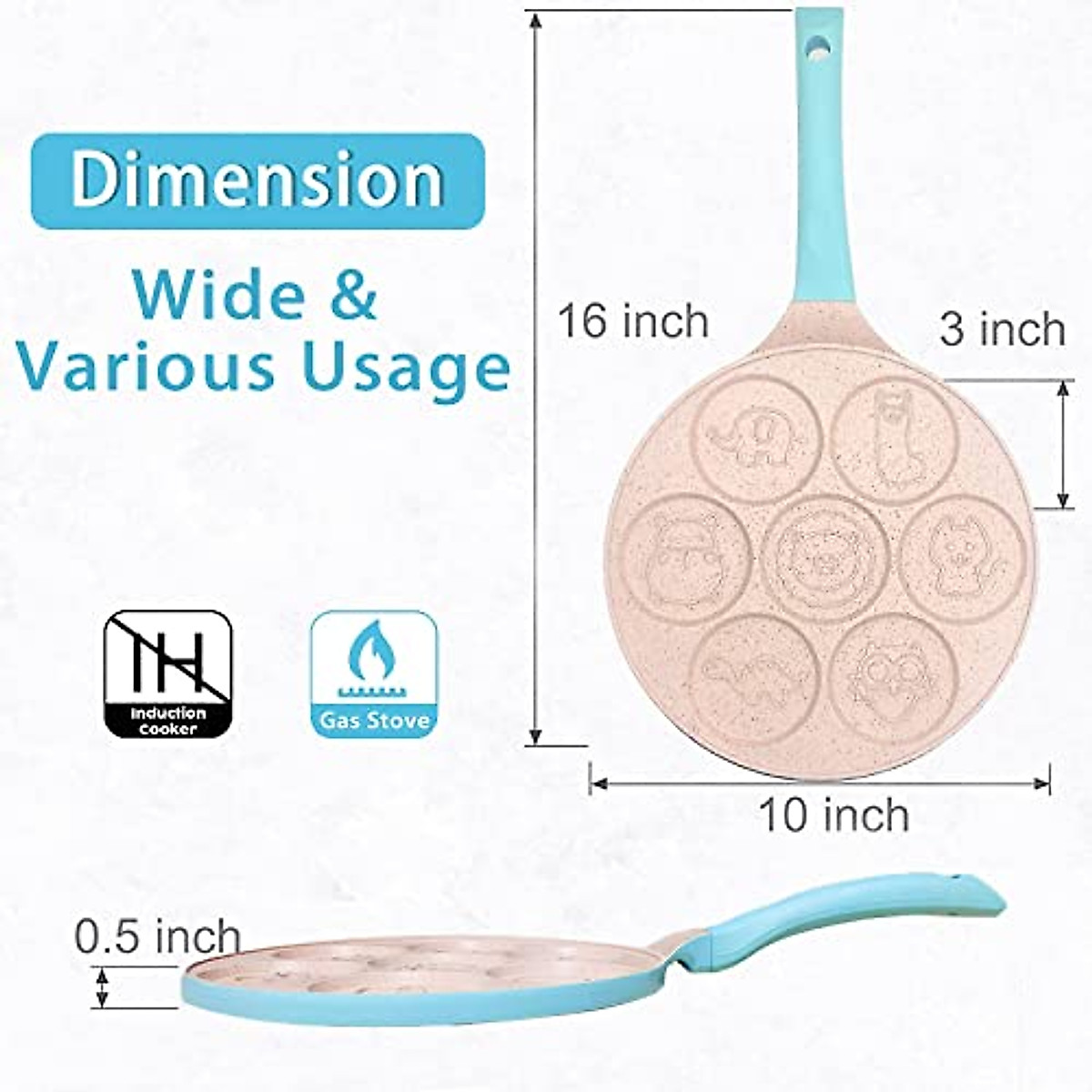 Nonstick Pancake Pan for Kids, Egg Pancake Molds Griddle Pan Stovetop Kids Pancake Maker Pan for Pancakes Flapjack Maker Blini Pan Nonstick Griddle Pan Tortillas