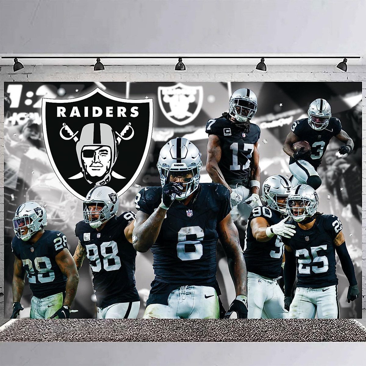 Las-Vegas Raiders Birthday Backdrop,Las-Vegas Raiders Poster for Football Raiders Theme Party Decorations Birthday Supplies Background Studio Shoot Photo Props