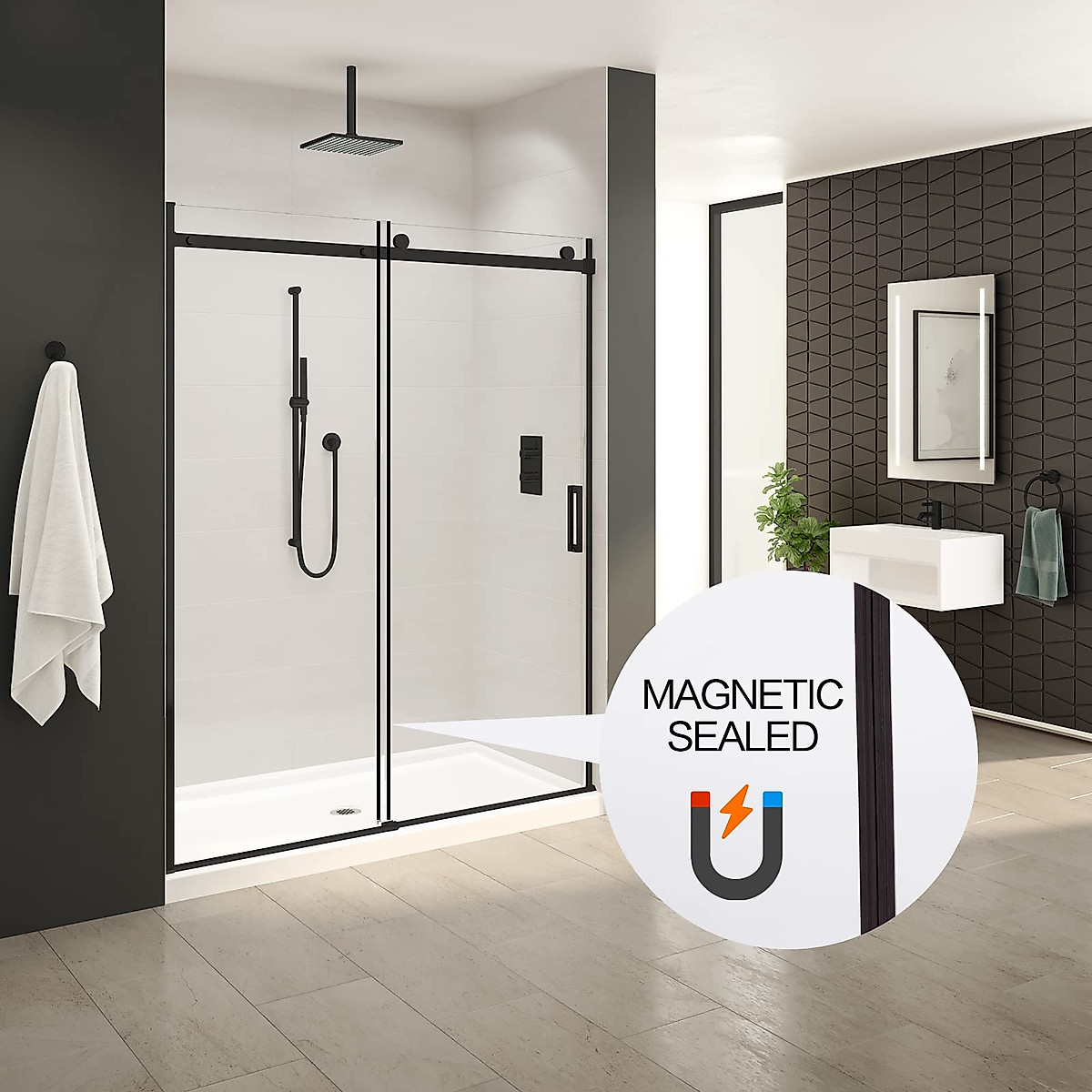 82 Inches Shower Door Magnetic Strip Replacement Insert for Framed and Semi-Framed Swinging Glass Shower Doors with 3/8" Width